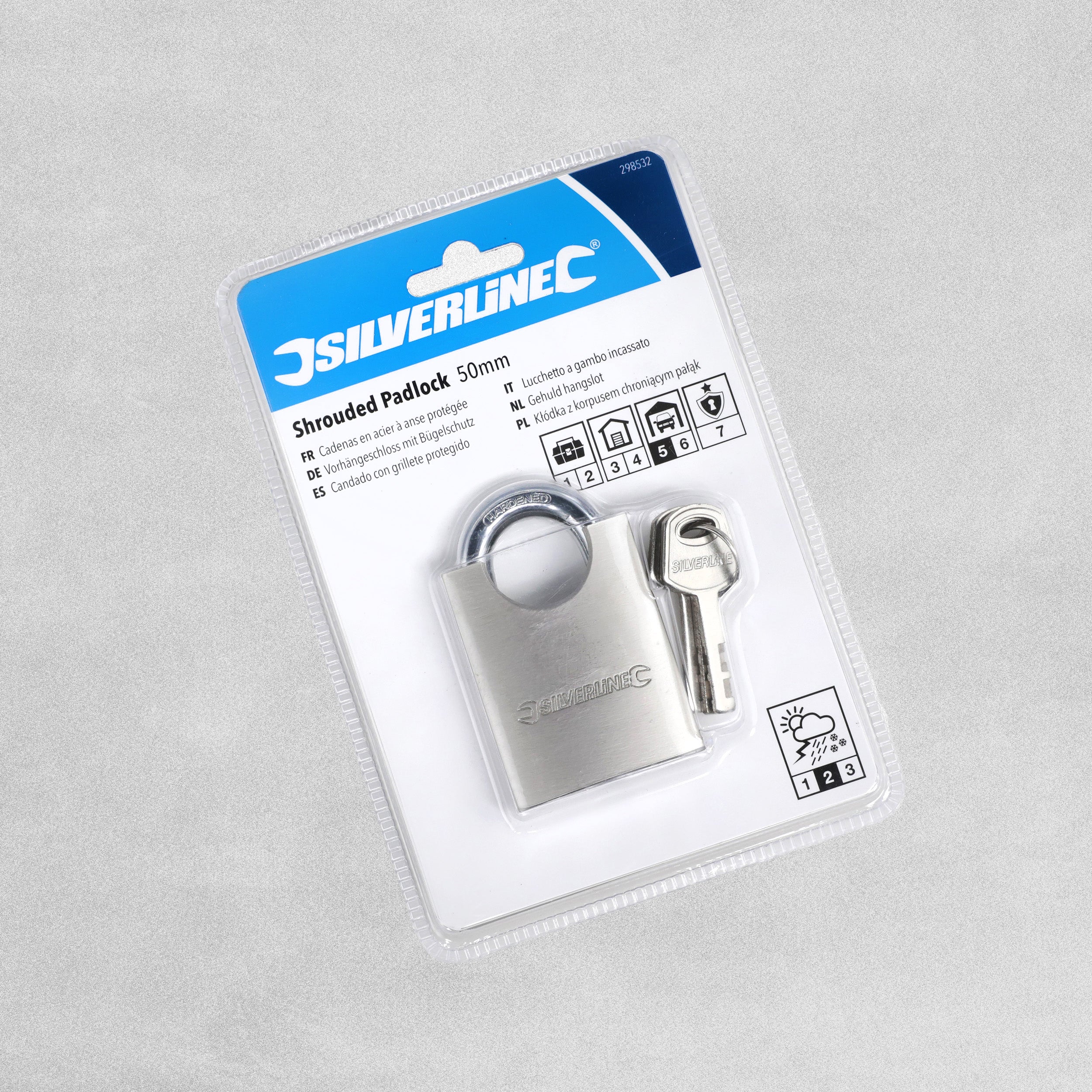 Silverline Shrouded Padlock 50mm - 3 Keys