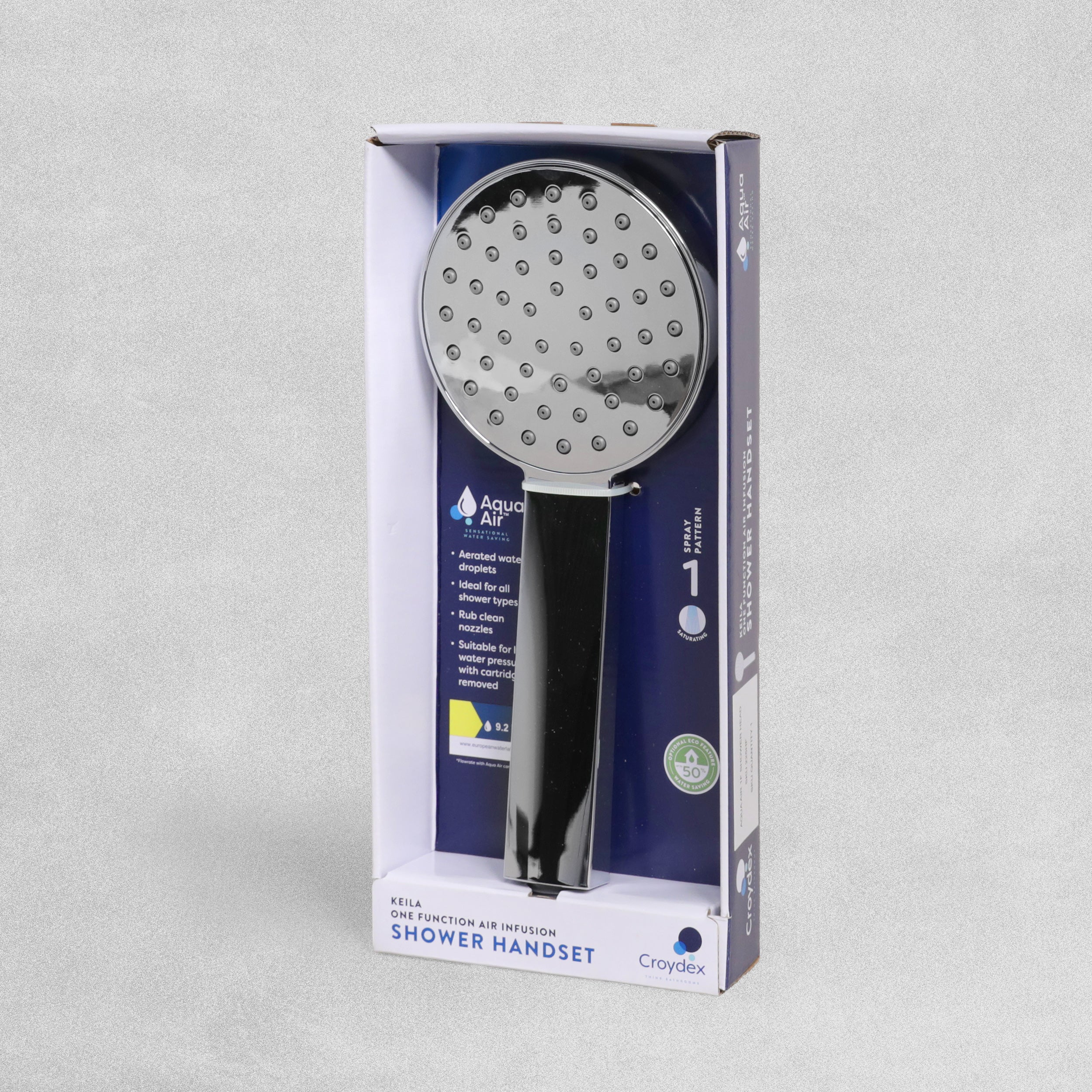 Croydex Aqua Air Keila One Function Shower Head - Chrome