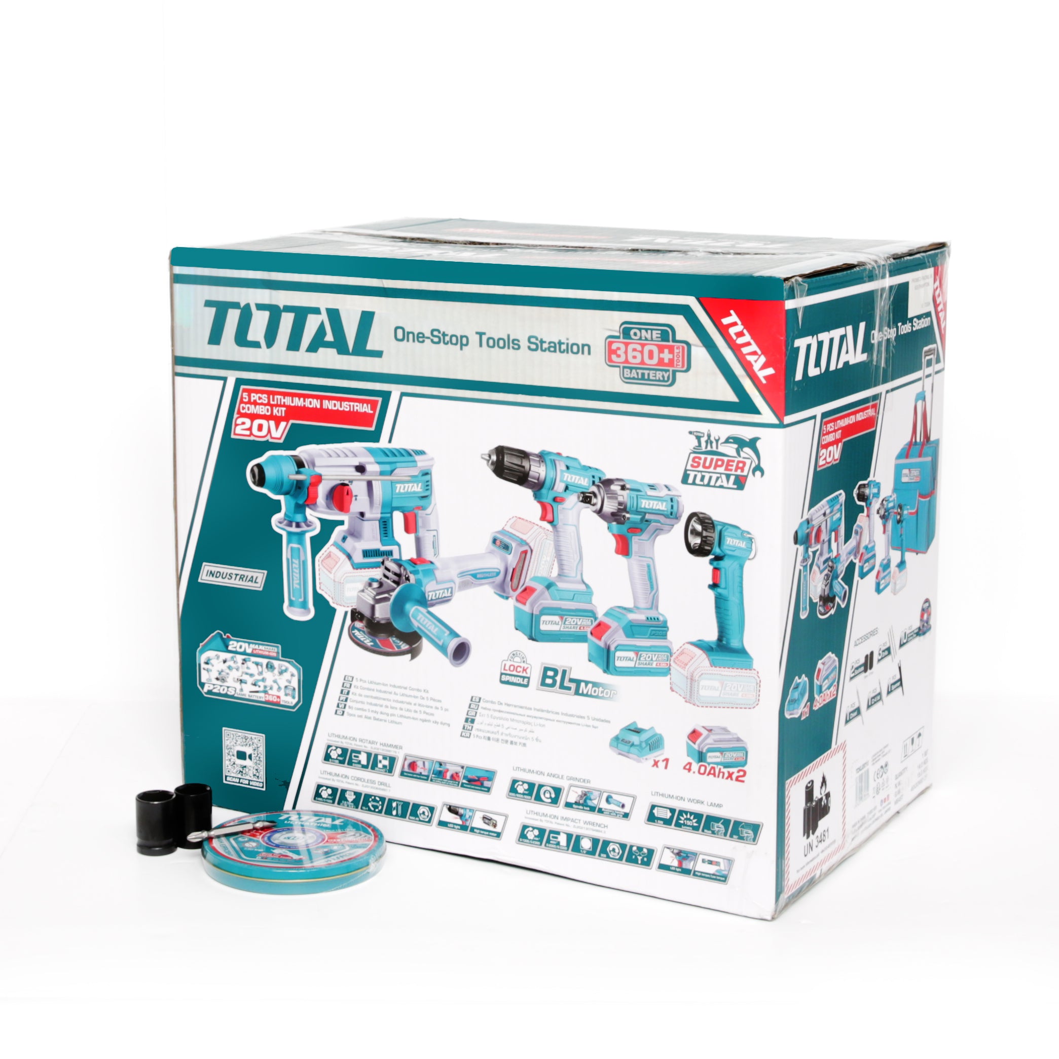 Total Li-Ion 20V Industrial Combo Kit (with 2 x Batteries & Charger)