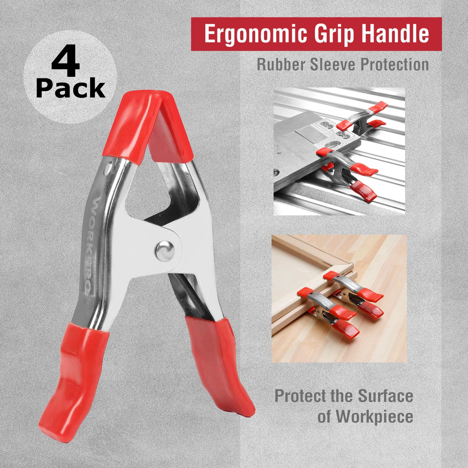 Red Pro Soft Grip Robust Spring Release Clamps - 6" (150mm)